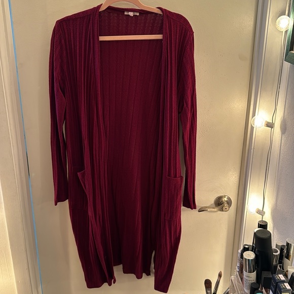 Maurices | Sweaters | Berry Lightweight Ls Cardigan With Pockets Duster ...